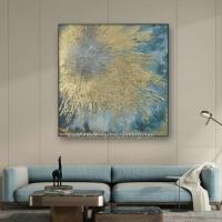 China Handmade Gold Abstract Art Canvas Paintings For Christmas Wall Decorations 80 cm x 80 cm for sale