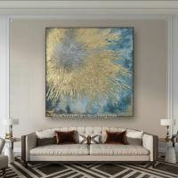 China Handmade Gold Abstract Art Canvas Paintings For Christmas Wall Decorations 80 cm x 80 cm for sale