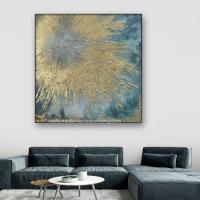 China Handmade Gold Abstract Art Canvas Paintings For Christmas Wall Decorations 80 cm x 80 cm for sale