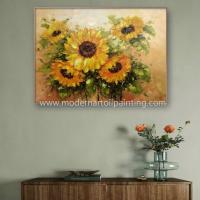 China Sunflower Palette Knife Oil Painting Flowers Wall Art For Bedroom for sale