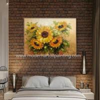 China Sunflower Palette Knife Oil Painting Flowers Wall Art For Bedroom for sale