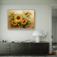 China Sunflower Palette Knife Oil Painting Flowers Wall Art For Bedroom for sale
