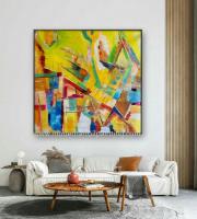 China 5cm Modern Canvas Geometric Abstraction Paintings For Living Room Decoration for sale