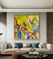 China 5cm Modern Canvas Geometric Abstraction Paintings For Living Room Decoration for sale