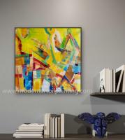 China 5cm Modern Canvas Geometric Abstraction Paintings For Living Room Decoration for sale