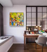 China 5cm Modern Canvas Geometric Abstraction Paintings For Living Room Decoration for sale