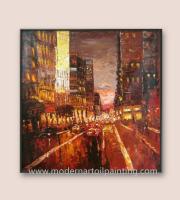 China Cityscape Palette Knife Oil Painting Modern Street Oil Paintings For Decoration for sale