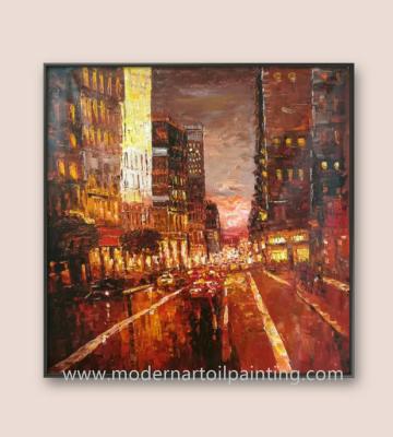 China Cityscape Palette Knife Oil Painting Modern Street Oil Paintings For Decoration for sale