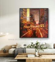 China Cityscape Palette Knife Oil Painting Modern Street Oil Paintings For Decoration for sale