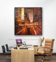 China Cityscape Palette Knife Oil Painting Modern Street Oil Paintings For Decoration for sale