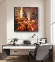 China Cityscape Palette Knife Oil Painting Modern Street Oil Paintings For Decoration for sale