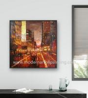 China Cityscape Palette Knife Oil Painting Modern Street Oil Paintings For Decoration for sale