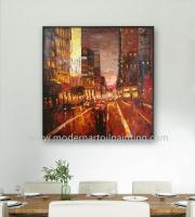 China Cityscape Palette Knife Oil Painting Modern Street Oil Paintings For Decoration for sale