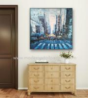 China Palette Knife Cityscape Streetscape Oil Paintings Modern Canvas Art For Home Decoration for sale