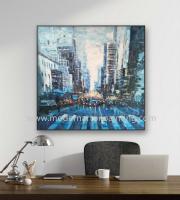 China Palette Knife Cityscape Streetscape Oil Paintings Modern Canvas Art For Home Decoration for sale