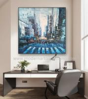 China Palette Knife Cityscape Streetscape Oil Paintings Modern Canvas Art For Home Decoration for sale