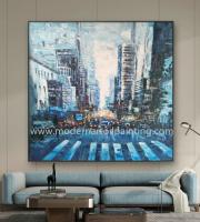 China Palette Knife Cityscape Streetscape Oil Paintings Modern Canvas Art For Home Decoration for sale