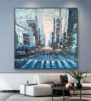 China Palette Knife Cityscape Streetscape Oil Paintings Modern Canvas Art For Home Decoration for sale