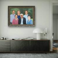 China Family Custom Oil Painting Portraits ​For Side View Cabinet Decoration for sale