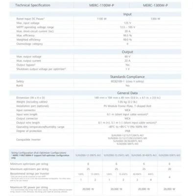 China Merc-1100w-p Merc-1300w-pHuawei / Tigo / Solaredge 450w 600w Solar Edge Panel Smart Pv Voltage Merc-1100w-P Merc-1300w-P Solar Optimizer for sale