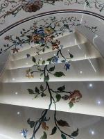 China Modern Anti-Slip Beige Marble Waterjet Steps and Treads for Villas Spiral Staircase for sale