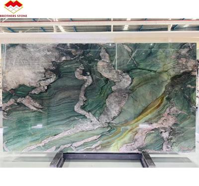 China Modern Calcite Marble Flooring Bata Emerald Green Quartzite Slab for Hotel Wall Panel for sale