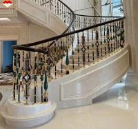 China Modern Polished Beige Marble Stairs for Hotels and Villas Graphic Design Flooring for sale