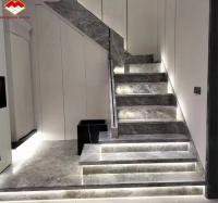 China Modern Polished Beige Marble Stairs for Hotels and Villas Graphic Design Flooring for sale