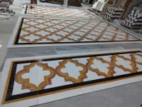 China White and Yellow Marble Water Jet Carpet in Modern Design Style for Living Room Villa for sale