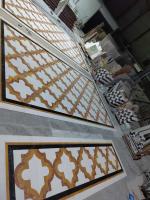 China White and Yellow Marble Water Jet Carpet in Modern Design Style for Living Room Villa for sale