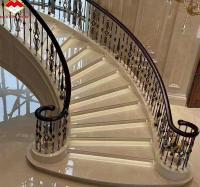 China Modern Polished Beige Marble Stairs for Hotels and Villas Graphic Design Flooring for sale