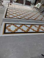China White and Yellow Marble Water Jet Carpet in Modern Design Style for Living Room Villa for sale