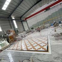 China White and Yellow Marble Water Jet Carpet in Modern Design Style for Living Room Villa for sale