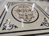 China White and Yellow Marble Water Jet Carpet in Modern Design Style for Living Room Villa for sale