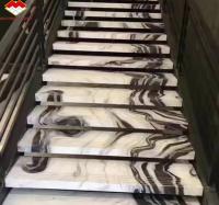 China Modern Hotel Staircases Brothers Stone Panda White Marble Treads and Risers Anti Slip for sale