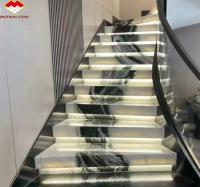China Polished Step Stairs Boards in Modern Panda White Marble for Home and Hotel Design for sale