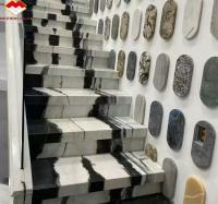 China Easy Installation Panda White Marble Stairs with Modern Design and LED Wall Lights for sale