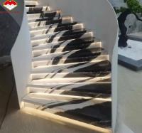China Easy Installation Panda White Marble Stairs with Modern Design and LED Wall Lights for sale