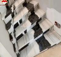 China Easy Installation Panda White Marble Stairs with Modern Design and LED Wall Lights for sale