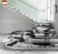 China Custom Luxury Panda White Marble Stairs Natural Stone for Straight Staircase Design for sale
