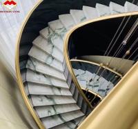 China Custom Luxury Panda White Marble Stairs Natural Stone for Straight Staircase Design for sale