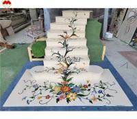 China Natural Stone Staircase Essential Luxury Anti-Slip Marble Treads with Waterjet Design for sale