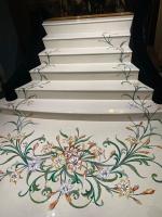 China Natural Stone Staircase Essential Luxury Anti-Slip Marble Treads with Waterjet Design for sale
