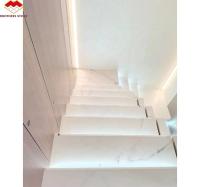 China Glossy Anti Slip Artificial Stone Stairs Tiles for Indoor Straight Stair Modern Design for sale