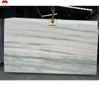China Modern Kitchen Floor and Stair White with Green/Grey Veins Calacatta Marble Book Match Table Countertop for sale