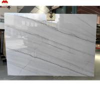 China Modern Kitchen Floor and Stair White with Green/Grey Veins Calacatta Marble Book Match Table Countertop for sale