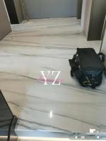 China Modern Kitchen Floor and Stair White with Green/Grey Veins Calacatta Marble Book Match Table Countertop for sale