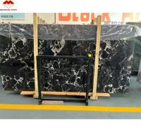 China Modern Polished Black Rose Marble Big Slab Dining Table Set for Villa and Hotel Design for sale