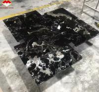 China Modern Polished Black Rose Marble Big Slab Dining Table Set for Villa and Hotel Design for sale