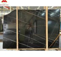 China Hotel Table Modern Big Slab Black and Gold Vein Marble Flooring with Exotic Lauren 18mm for sale